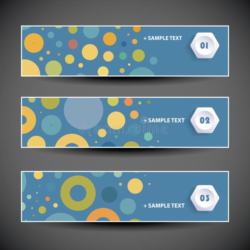 Colorful Set of Three Header Designs with Dots and Circles Stock Vector ...