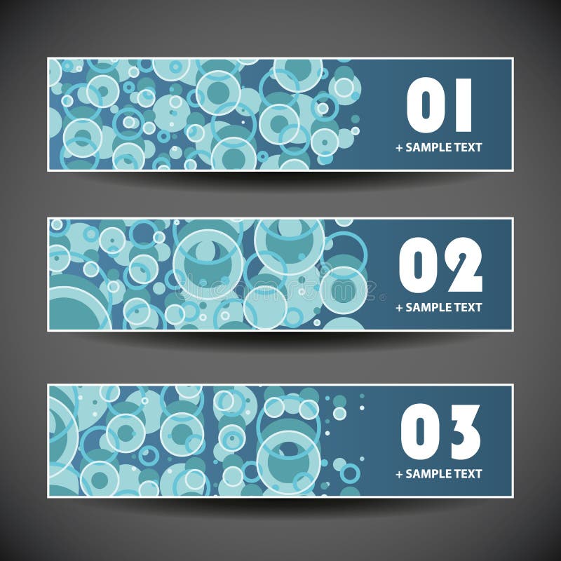 Colorful Set of Three Header Designs with Dots and Circles Stock Vector ...