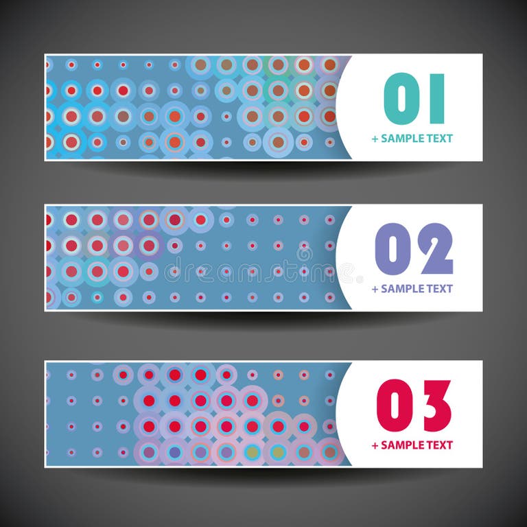 Colorful Set of Three Header Designs with Dots and Circles Stock Vector ...