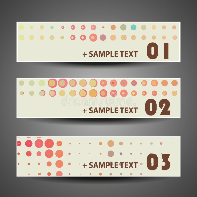 Colorful Set of Three Header Designs with Dots and Circles Stock Vector ...