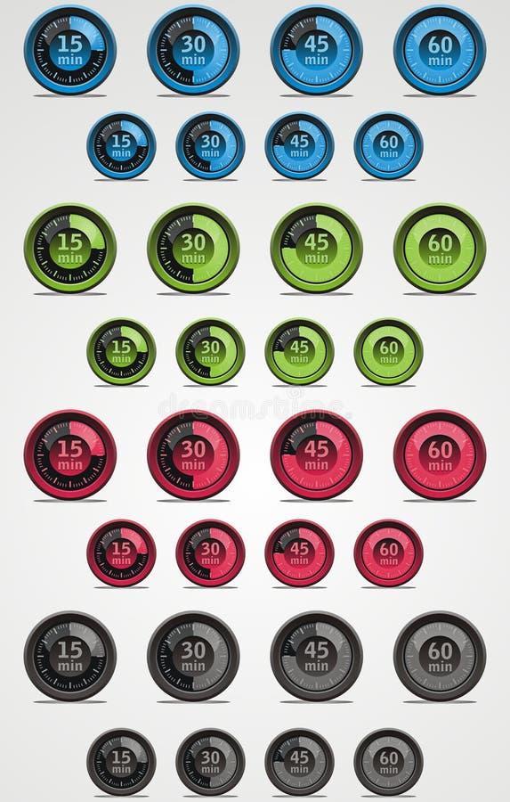Colorful Set of Timer. Web Elements. Stock Illustration - Illustration ...