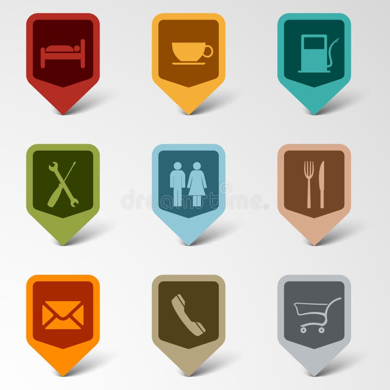 Colorful Set Web Retro Pointers for Service Stock Vector - Illustration ...