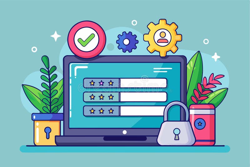 A Colorful Setup Shows a Laptop Screen with Customizable Reset Password ...