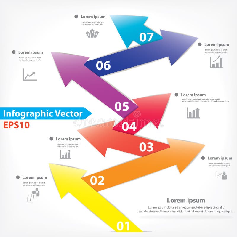 Colorful Seven Arrows Design Stock Illustration - Illustration of ...