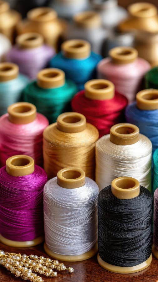 Colorful Sewing Thread Spools Close Up Arrangement Creating Texture for ...
