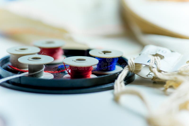 Colorful Sewing Thread on a White Table Stock Image - Image of bright ...