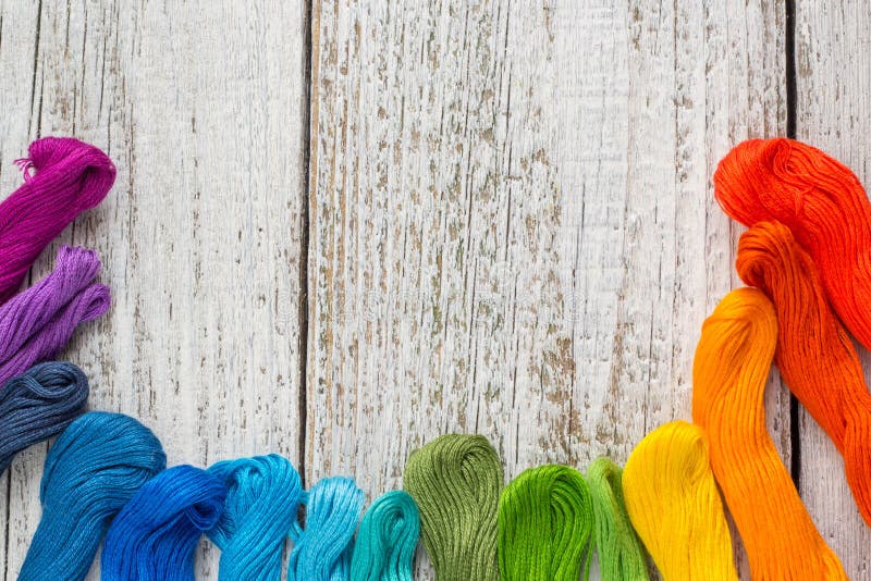 Colorful Sewing Threads for Embroidery on White Background Stock Photo ...