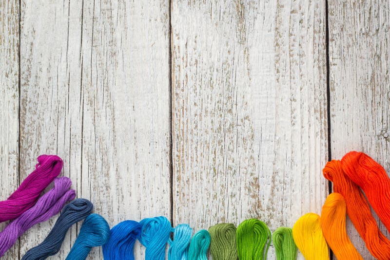 Colorful Sewing Threads for Embroidery on White Background Stock Image ...