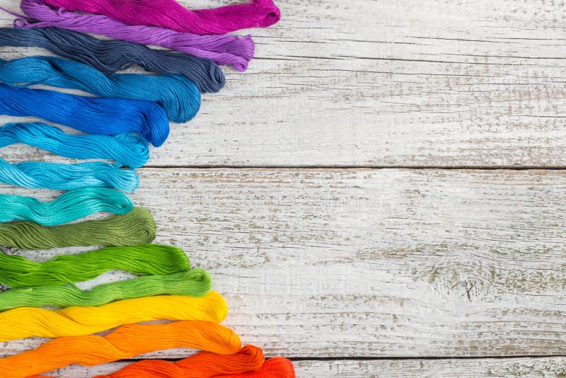 Colorful Sewing Threads for Embroidery on White Background Stock Photo ...