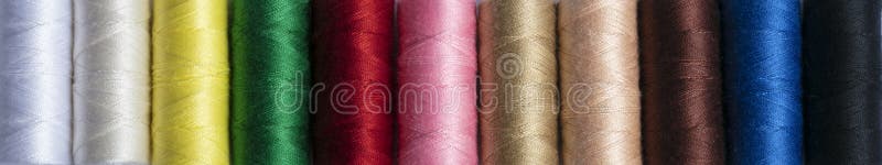 Colorful Sewing Threads in a Row for a Banner. Stock Image - Image of ...