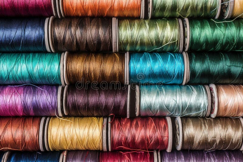 Colorful Sewing Threads. Conceptual Illustration. Generative AI Stock ...