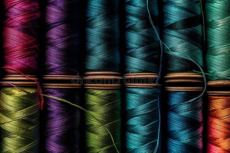 Colorful Sewing Threads. Conceptual Illustration. Generative AI Stock ...