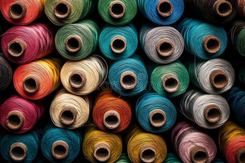 Colorful Sewing Threads. Conceptual Illustration. Generative AI Stock ...