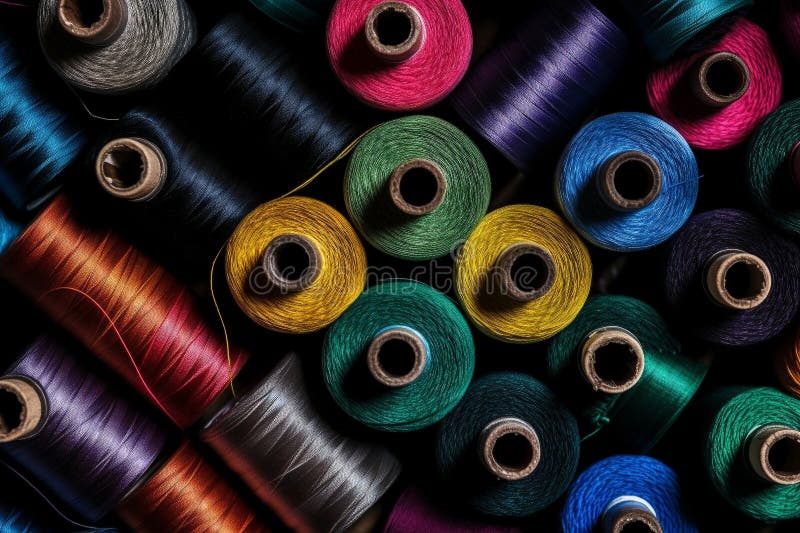 Colorful Sewing Threads. Conceptual Illustration. Generative AI Stock ...