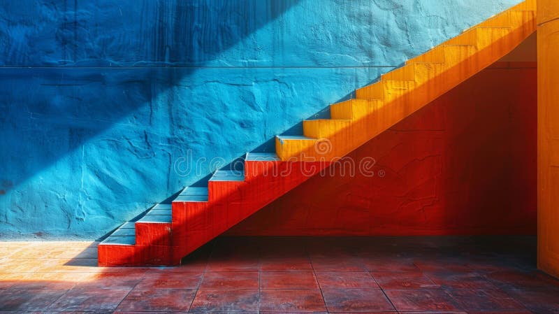 Colorful Shadow Patterns on Staircase Stock Photo - Image of sunlight ...