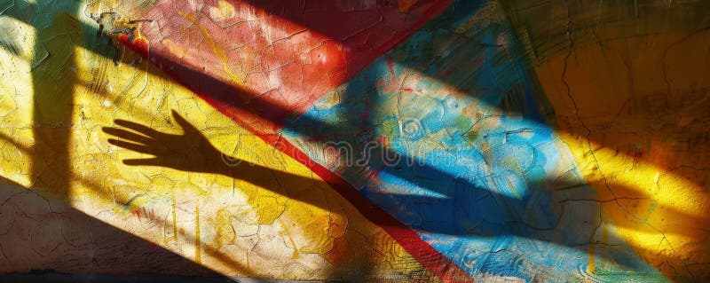 Colorful Shadow Play on a Textured Wall Stock Photo - Image of ...