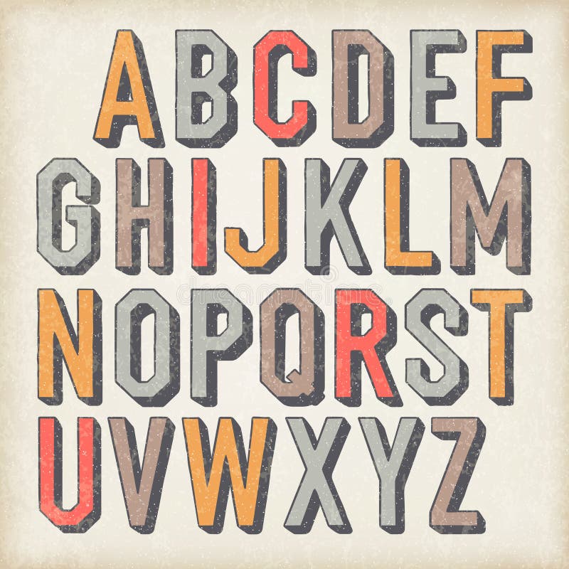 Colorful Shadow Retro Alphabet. Decorative Vector Alphabet Stock Vector ...
