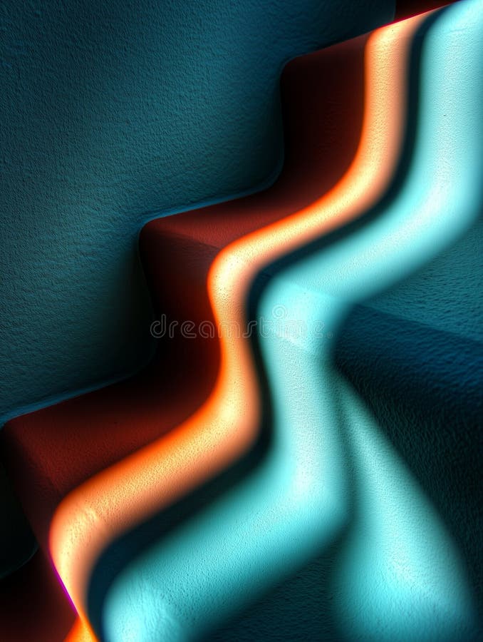 Colorful Shadows Dance Across a Staircase, Creating Fluid Light ...