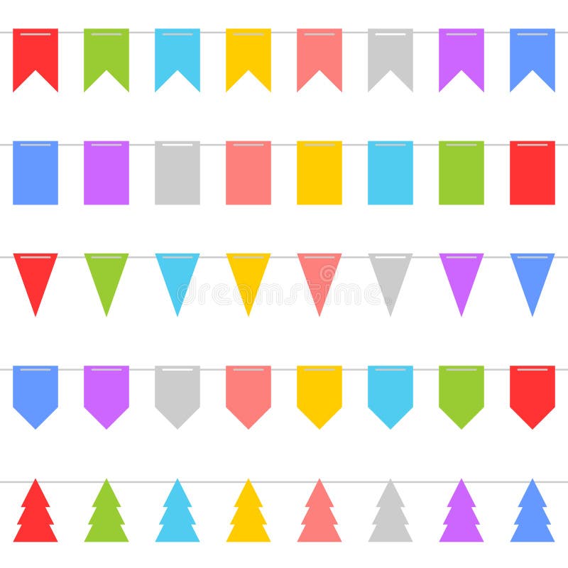 Colorful Shape of Bunting Set on White Background. Vector Stock Vector ...