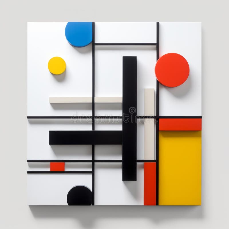 Colorful Shapes in Classical Balance: De Stijl Inspired Artwork Stock ...
