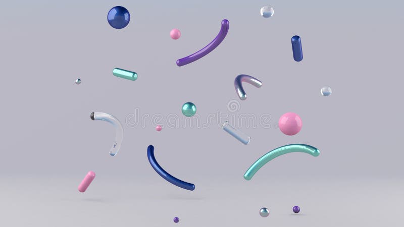 Glass and Metallic Shapes Flying. Abstract Illustration, 3d Rendering ...