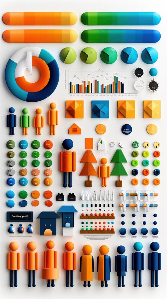 Colorful Shapes and Icons in Organized Rows Create a Vibrant ...