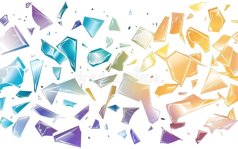 Colorful Shards of Broken Glass Scattered in Various Directions Against ...