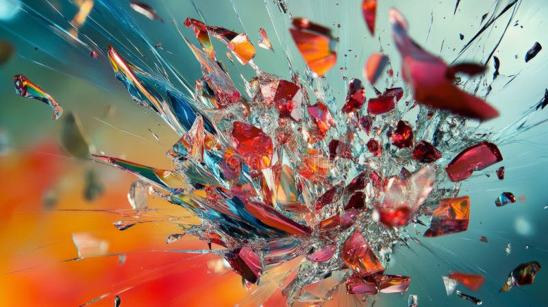 Colorful Shards Burst into an Abstract Explosion. Dynamic Shapes Create ...