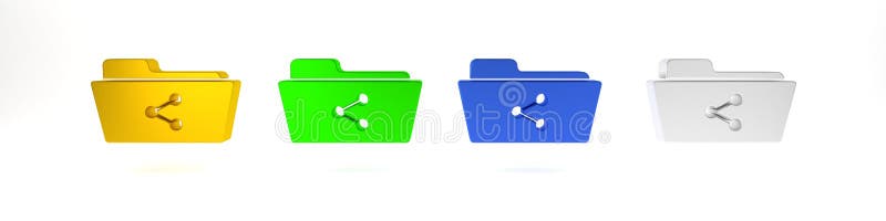 Colorful Share Folder Icon Isolated on White Background. Folder Sharing ...