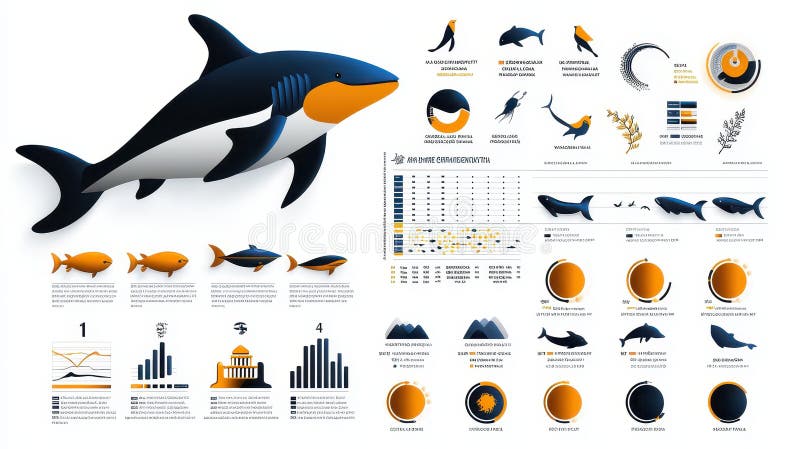 Colorful Shark Infographic with Data Visualizations and Illustrated ...