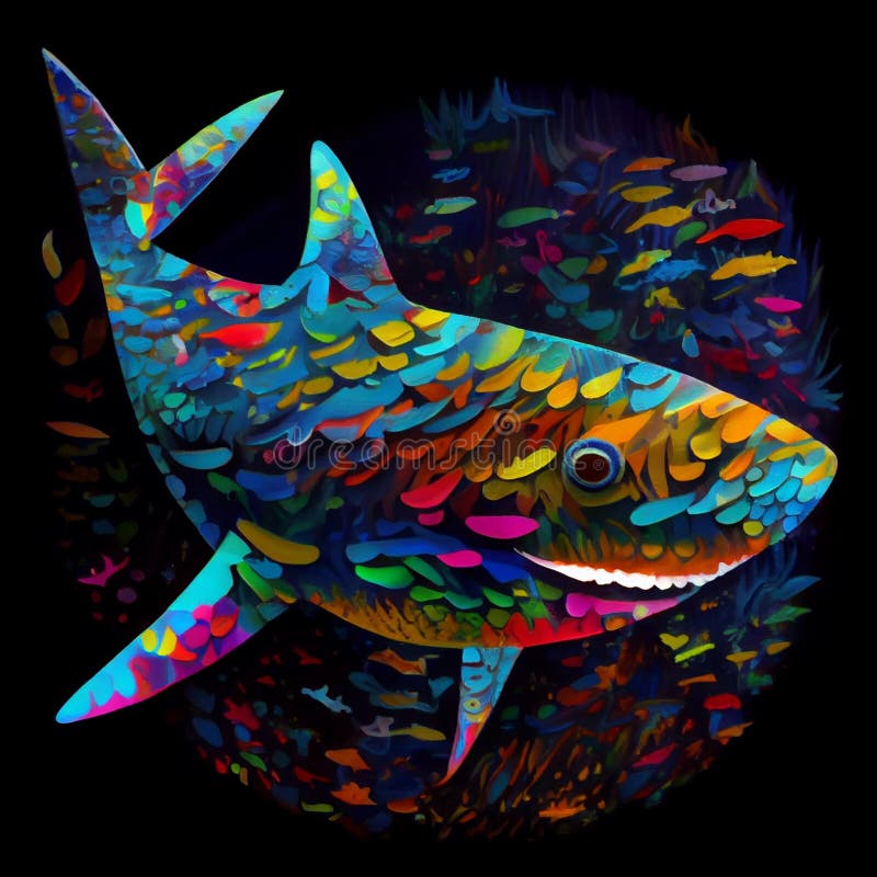 Colorful Shark Underwater. Generative AI Stock Illustration ...