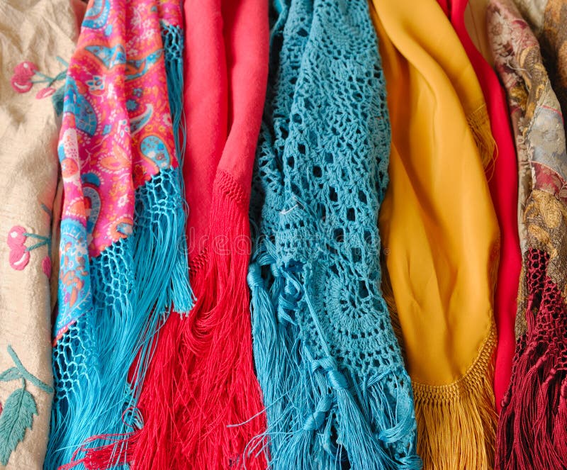 Colorful shawls stock image. Image of colour, fabrics - 43163793