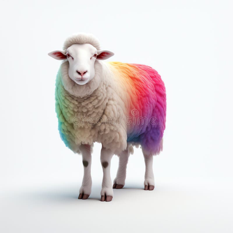 Colorful Sheep Standing in Front of White Background Stock Illustration ...