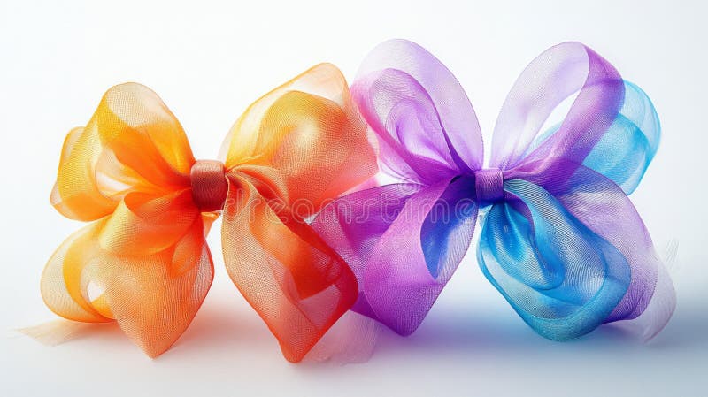 Colorful Sheer Ribbon Bows Arranged Together Stock Illustration ...