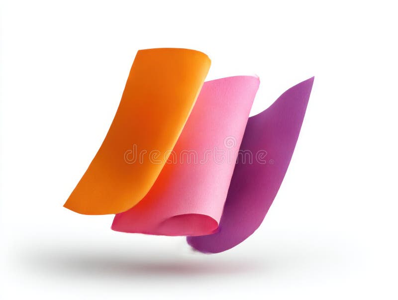 Colorful Sheets of Paper Floating in a Stack Isolated on White ...