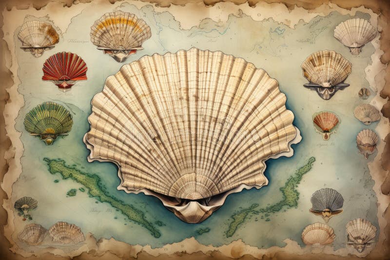 Colorful Shell Map. Generate Ai Stock Illustration - Illustration of ...