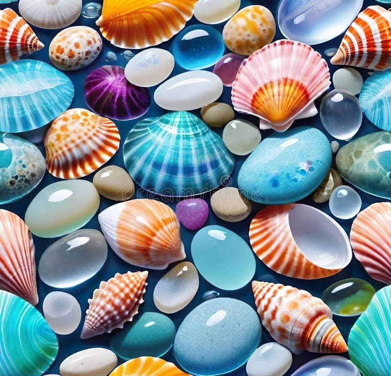 Colorful Shells and Sea Pebbles Stock Photo - Image of green, jewellery ...