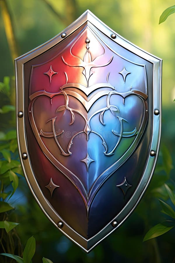 A Colorful Shield with a Design Stock Illustration - Illustration of ...