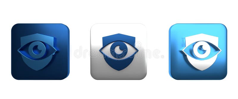 Colorful Shield and Eye Icon Isolated on White Background. Security ...