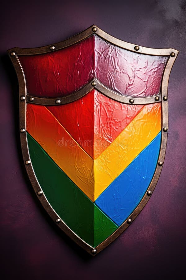 A Colorful Shield with a Gold Border Stock Photo - Image of gold ...