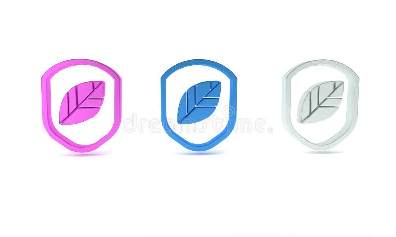 Colorful Shield with Leaf Icon Isolated on White Background. Eco ...