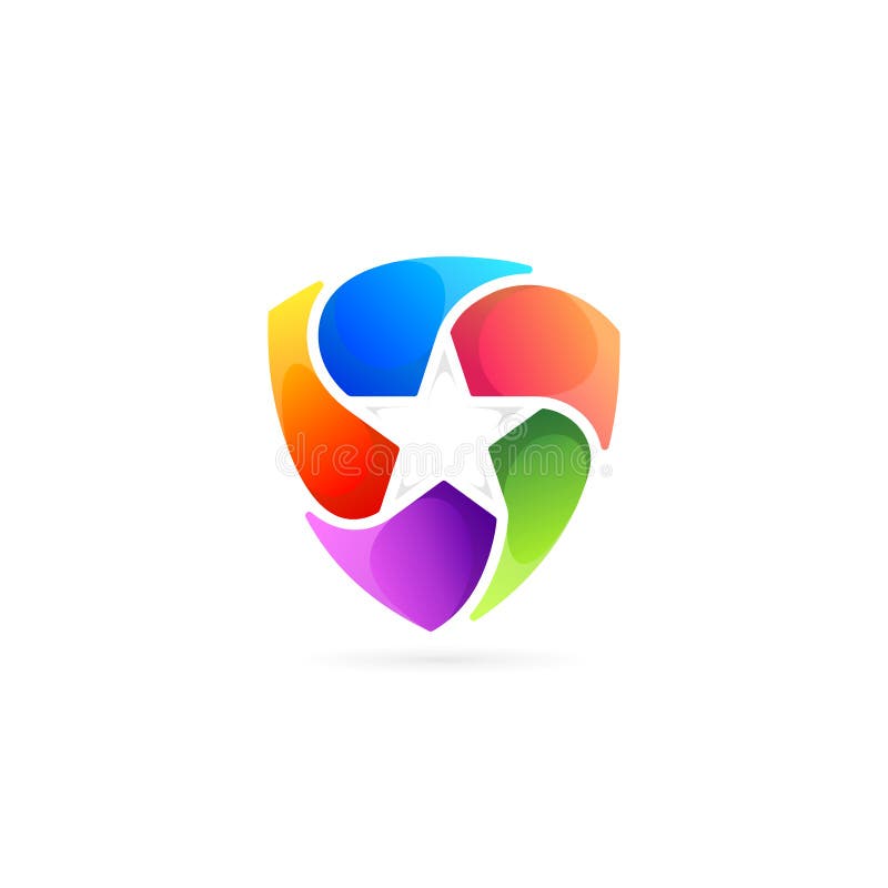 Star and Shield Sign Combination Logo Design Template Stock Vector ...