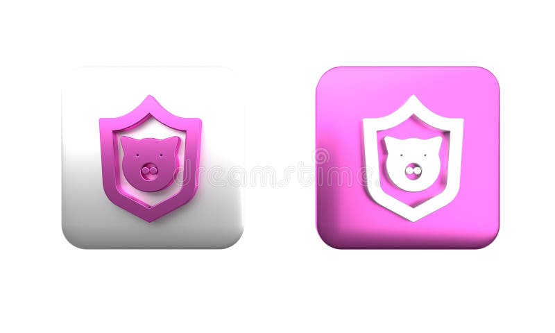 Colorful Shield with Pig Icon Isolated on White Background. Animal ...