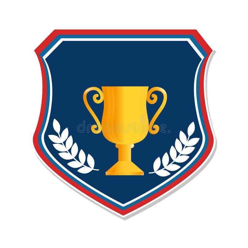 Colorful Shield with Trophy Cup and Olive Branchs Stock Vector ...