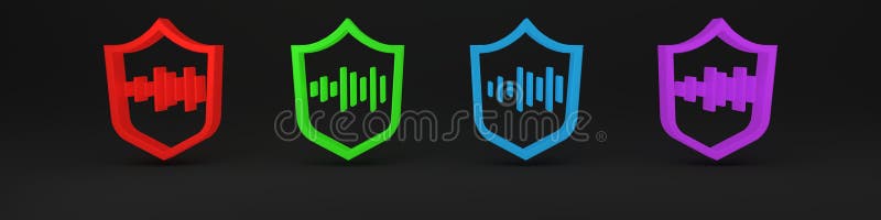 Colorful Shield Voice Recognition Icon Isolated on Black Background ...