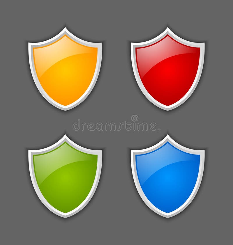 Four shiny shields stock vector. Illustration of elegant - 11121519