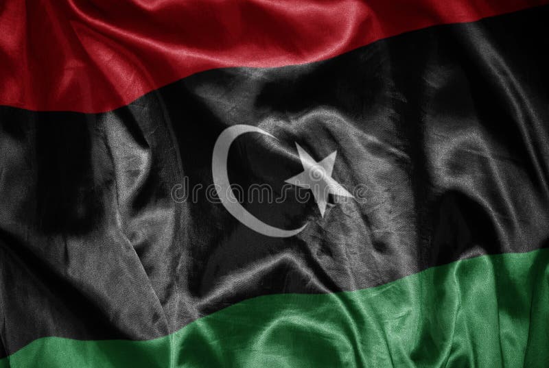 Colorful Shining Big National Flag of Libya on a Silky Texture Stock ...