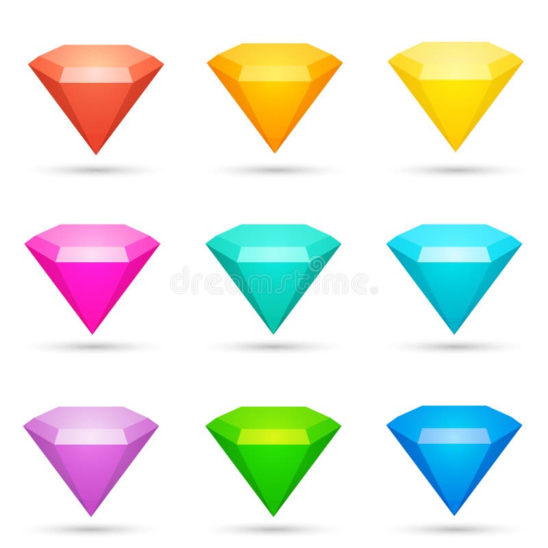 Colorful Shiny Diamond Icons Set. Vector Illustration Stock Vector ...