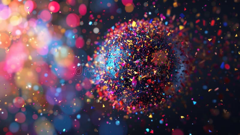 Colorful and Shiny Particles are Floating Around in Space, Creating a ...