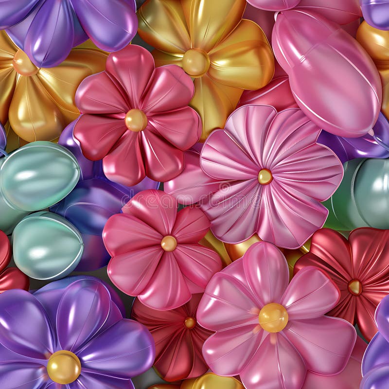 Colorful Shiny Plastic Flowers in a Repeating Pattern Stock ...